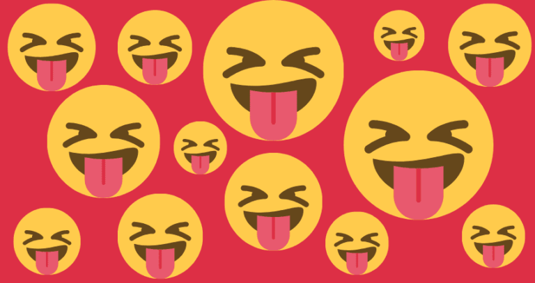 Smiley mit herausgestreckter Zunge und zusammengekniffenen Augen 😝